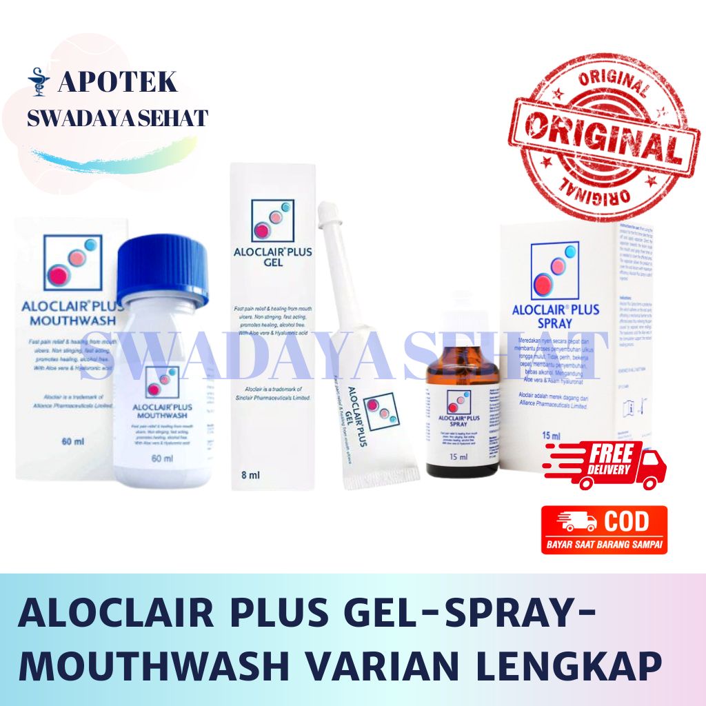 Jual ALOCLAIR PLUS GEL 8 ML - ORAL MOUTHWASH 60ML Kumur - PLUS SPRAY 15 ...
