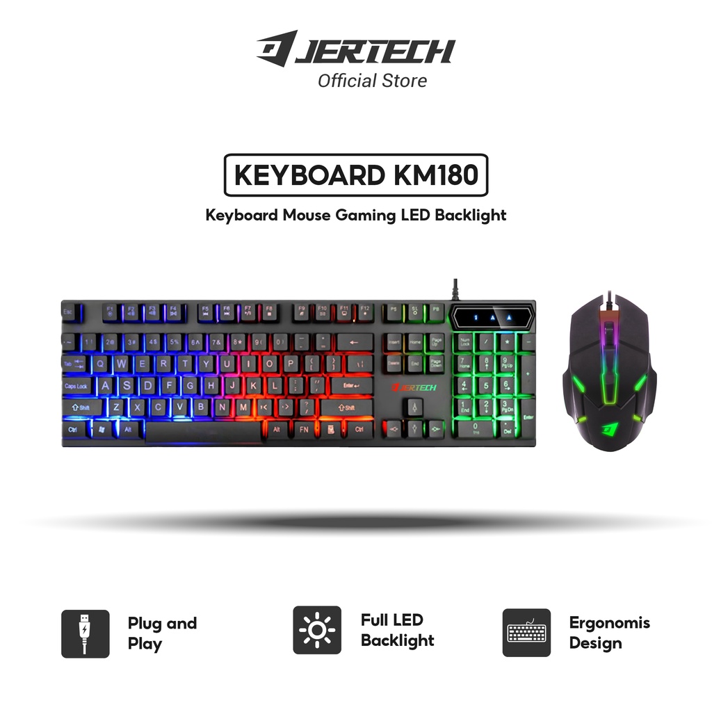 Jual JERTECH Keyboard Mouse Gaming Kabel ANIVIA KM180 LED Lighting Effect | Shopee Indonesia