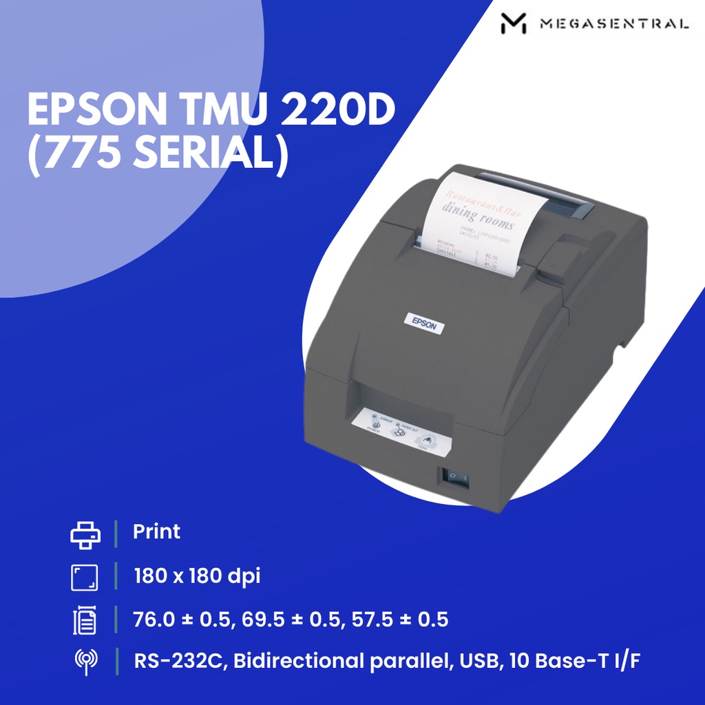 Jual PRINTER POS STRUK DOT MATRIX EPSON TMU220D - TMU 220 D | Shopee ...