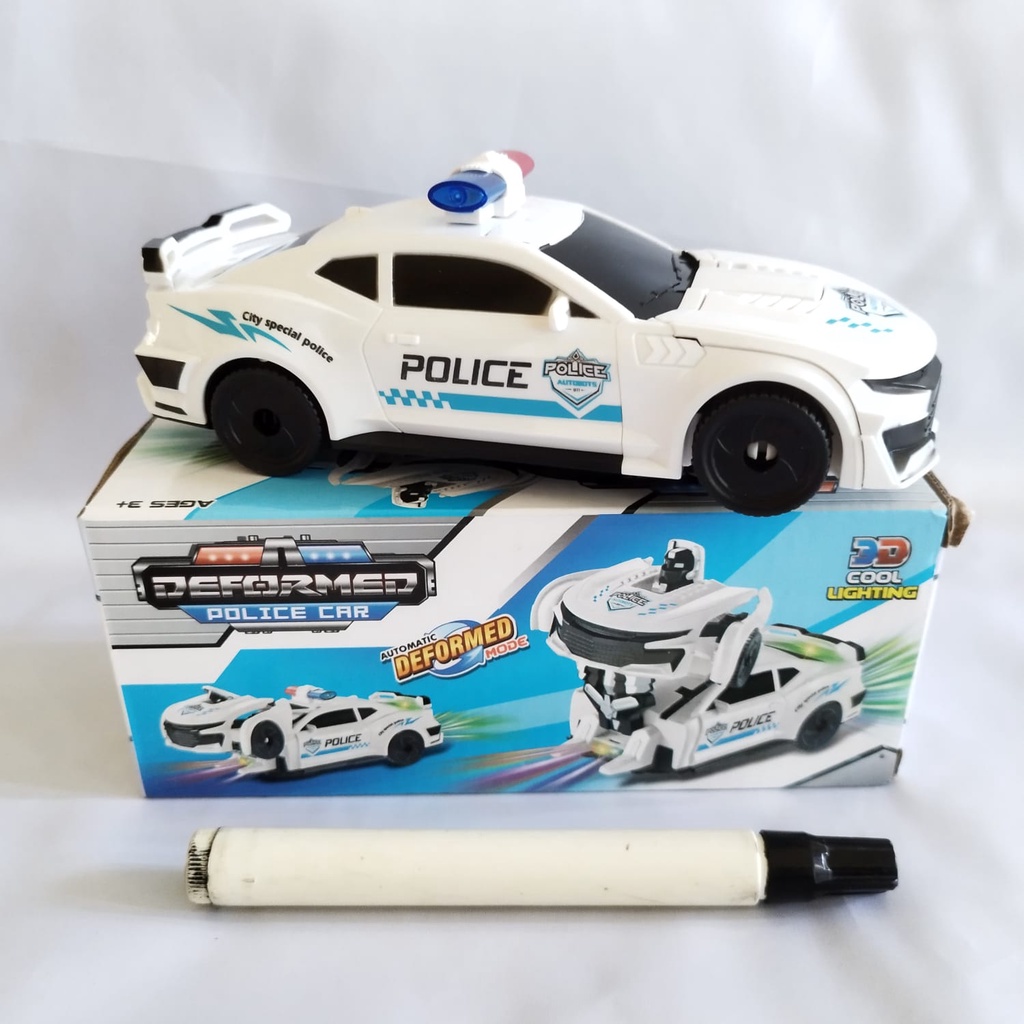Jual Mainan Mobil Robot Polisi Baterai Berjalan Musik / Deformed Police ...