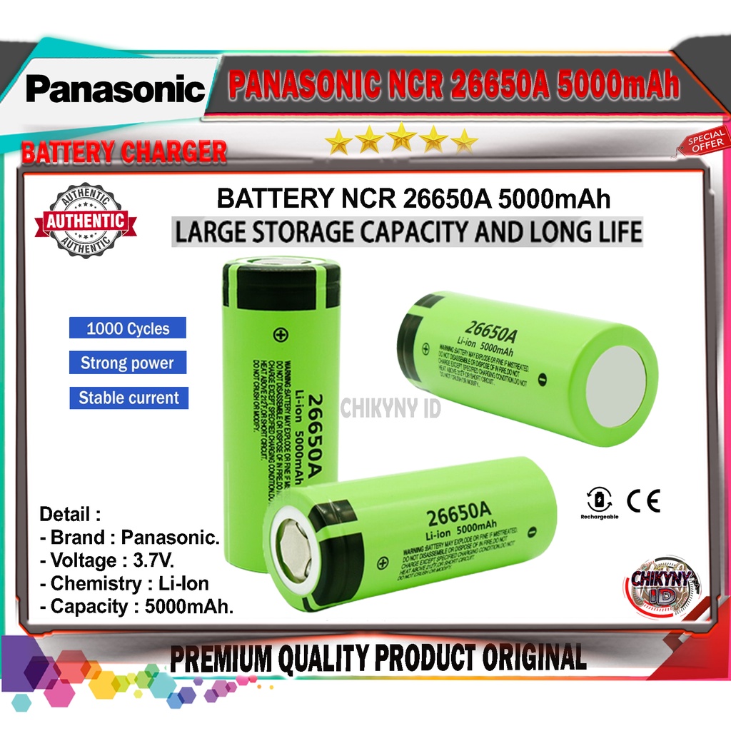 Jual BATRE PANASONIC NCR 26650A 5000mAh BATTERY Li-Ion ORIGINAL ...