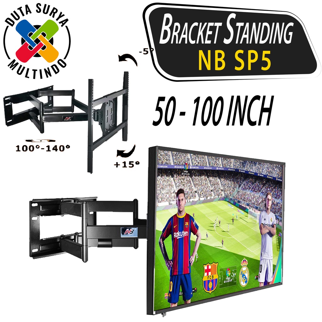 Jual bracket braket breket tv swivel north bayou nb sp5 untuk ukuran 50 ...