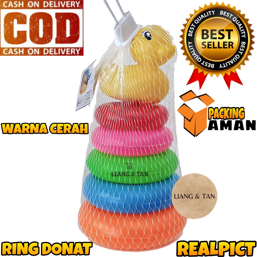 Jual ( BISA COD ) PROMO Mainan Anak Ring Donat 5 Susun Multiwarna ...