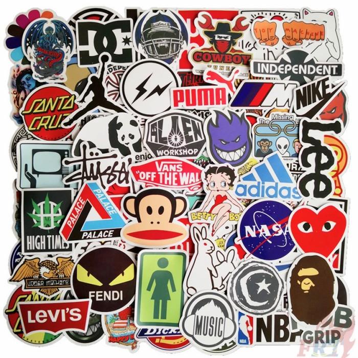 Jual Sticker Stiker Logo Brand Fashion Skateboard Mixed Campuran ...