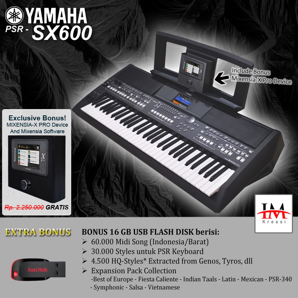 Jual Yamaha PSR SX600 / PSR SX 600 Keyboard Bundle Hardware Mixensia-X ...