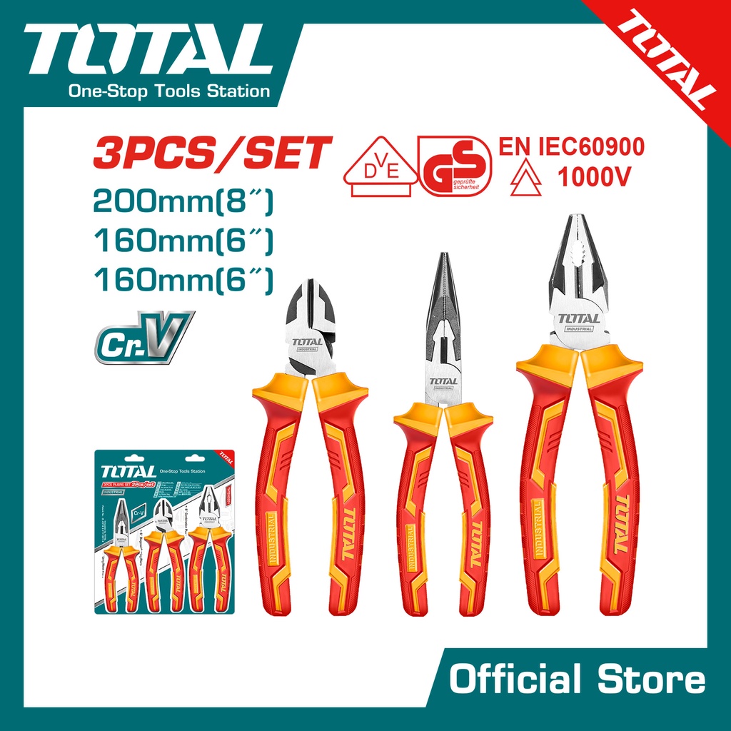 Jual 3 Pcs set tang listrik 8"/6"/6" Cr-V TOTAL THT2K0302 | Shopee ...