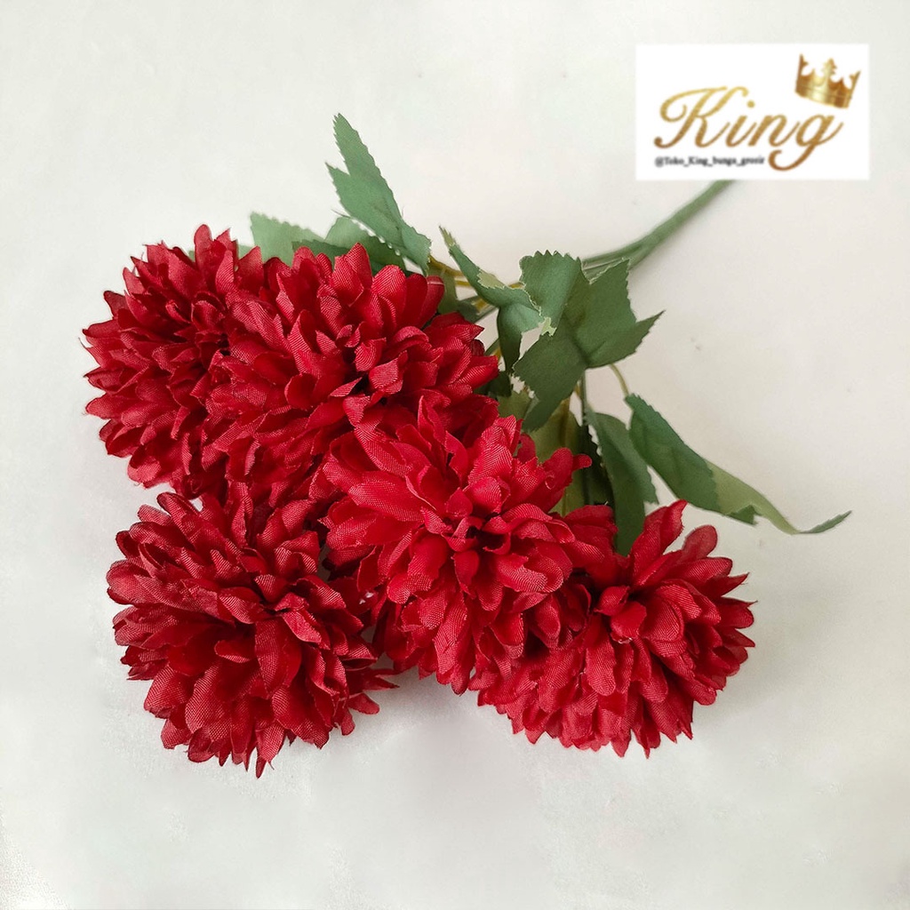 Jual Artificial Flower Pompom Mum 5 Head Bunga Palsu Plastik Buatan ...