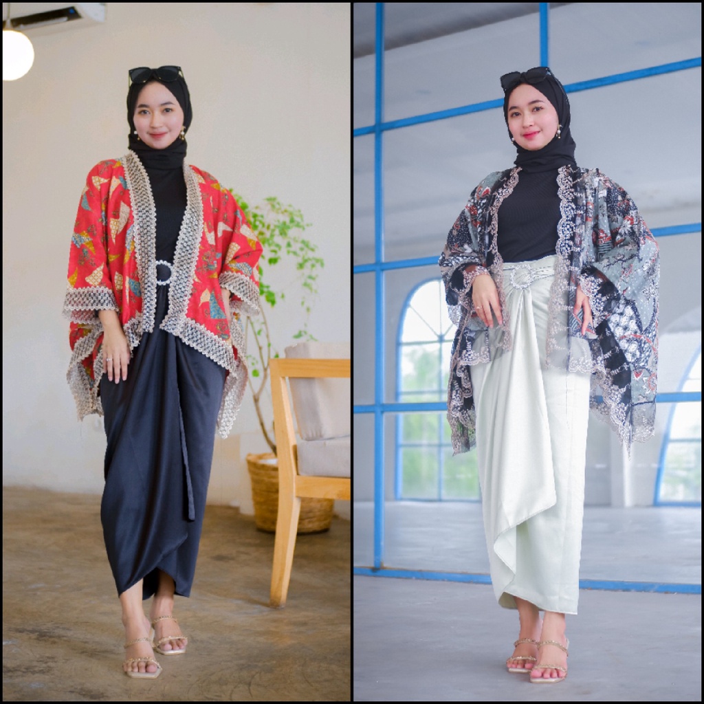 Jual One Set Batik Mahyra Outer Rok Kimono Cardi Batik Elegan Stylish ...