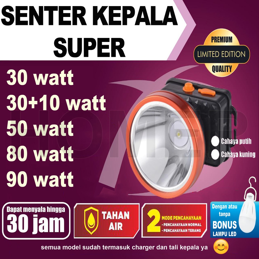 Jual Lampu Senter Kepala LED body kecil besar jumbo Headlamp head lamp ...