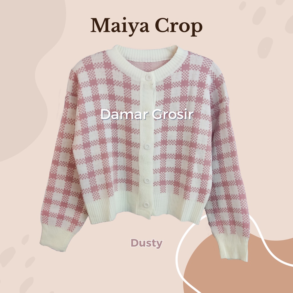 Jual Maiya Crop Cardi / Cardigan Wanita / Kardigan Rajut / Cardie Knitt / Outer Motif Kotak ...