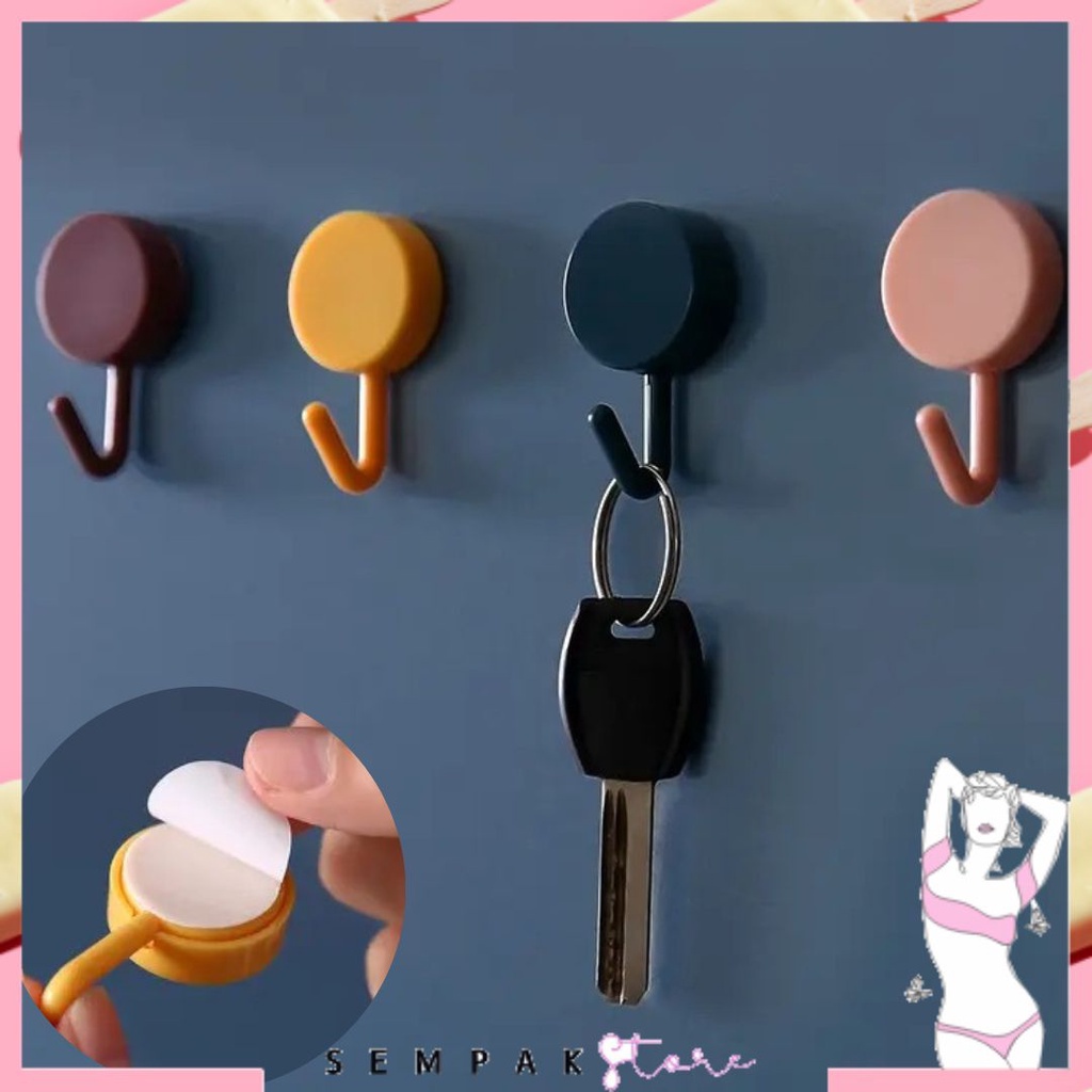Jual SS Gantungan Hook Bulat Polos Tempel Tembok Wall Hook Stiker ...
