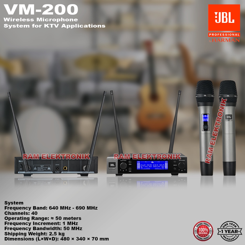 Jual JBL VM200 / VM-200 Microphone Wireless 2 Handle Bisa Ganti ...