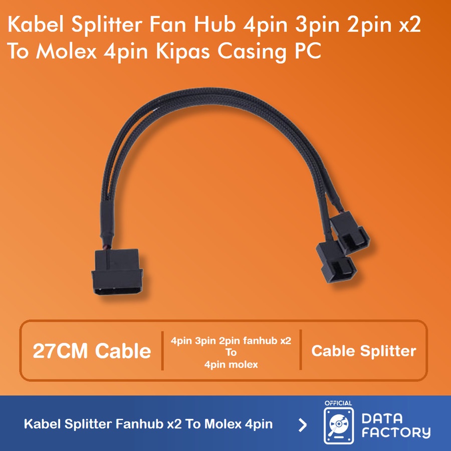 Jual Kabel Splitter Fan Hub 4pin 3pin 2pin x2 to Molex 4pin Kipas Cable ...