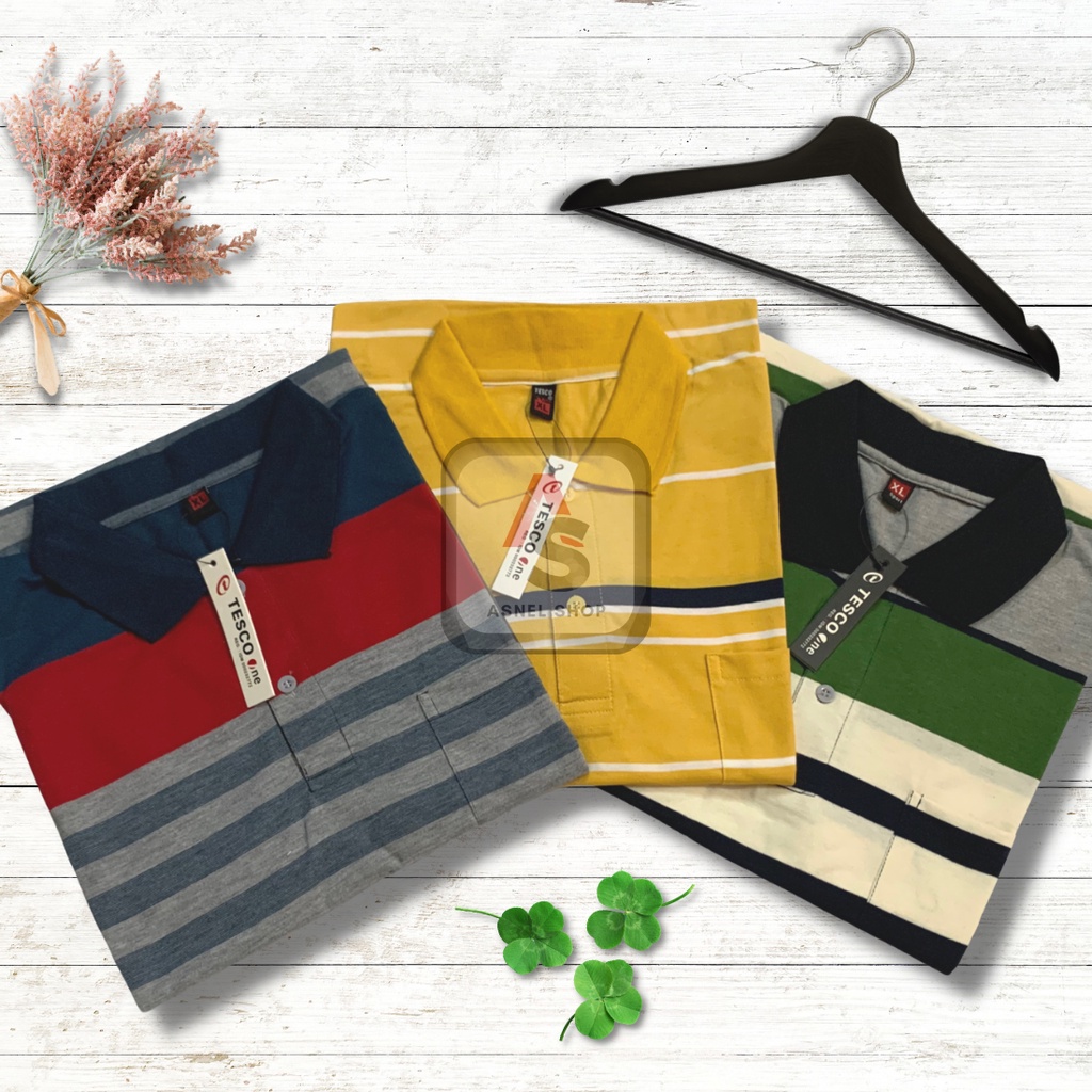 Jual Paket 3pcs 100 Ribuan Kaos Kerah Salur Saku Depan Pria Dewasa ...