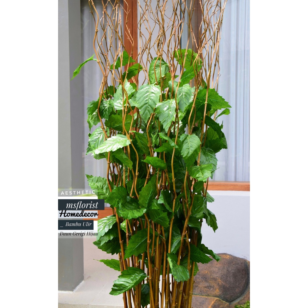 Jual Perlengkapan Rumah Bunga Dekorasi 25 Btg Bambu Ulir Natural Daun ...