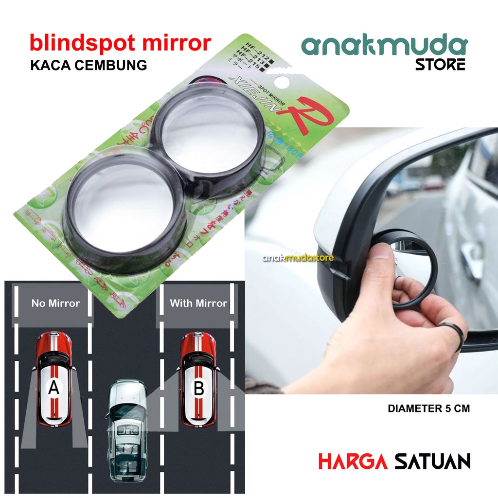 Jual (KSX2) Kaca Blind spot Kaca Spion Cembung Mini Bulat Tambahan ...
