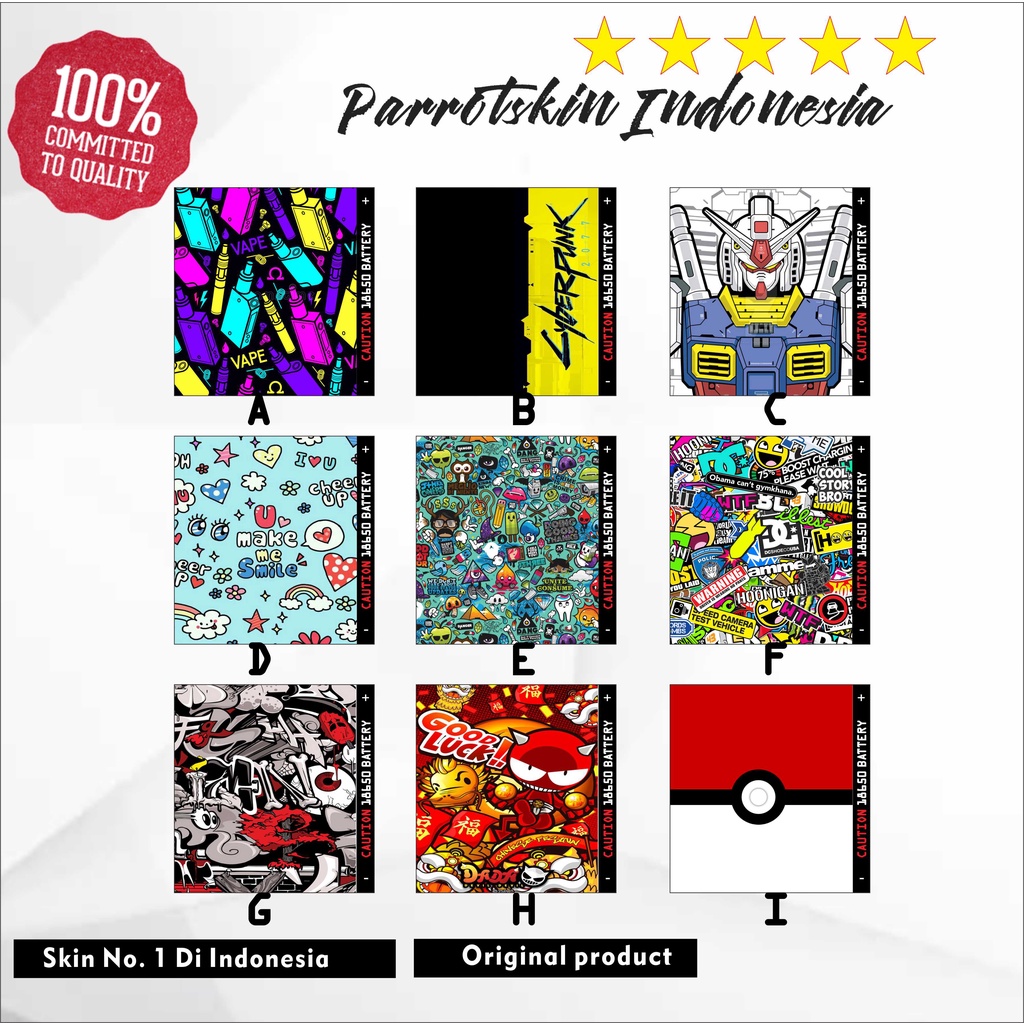 Jual isi 2 Stiker Garskin Wrap Baterai 18650 Bisa Custom gambar ...
