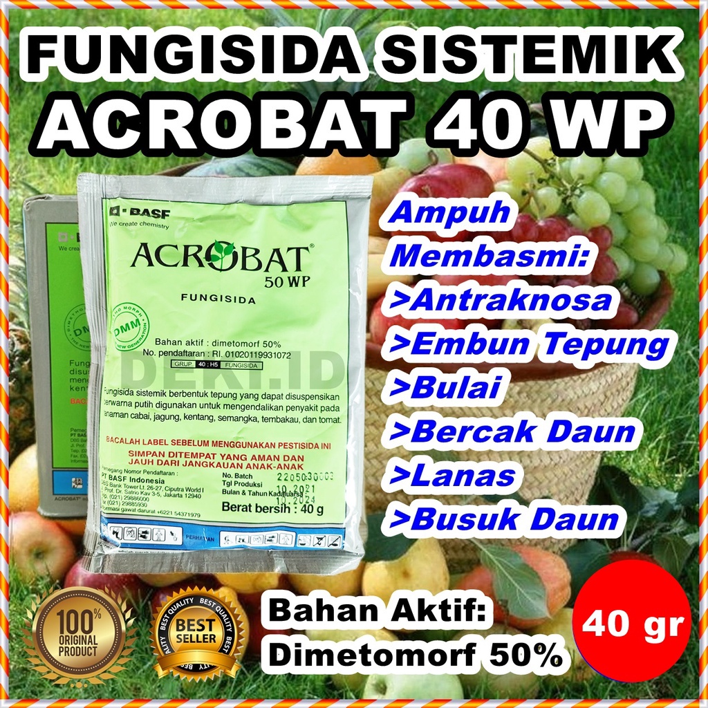 Jual Acrobat 50 WP 40 gr Fungisida Sistemik Obat Jamur Antraknosa Embun Bulu Busuk Daun Pembasmi ...