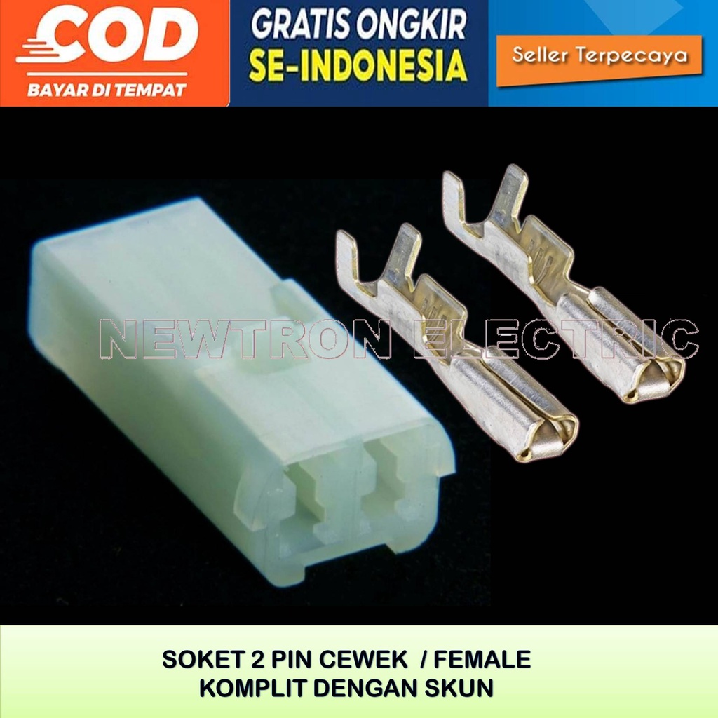 Jual SOKET 2 PIN FEMALE PLUS SKUN ORIGINAL- SOKET 2 PIN BUAT MOTOR ...