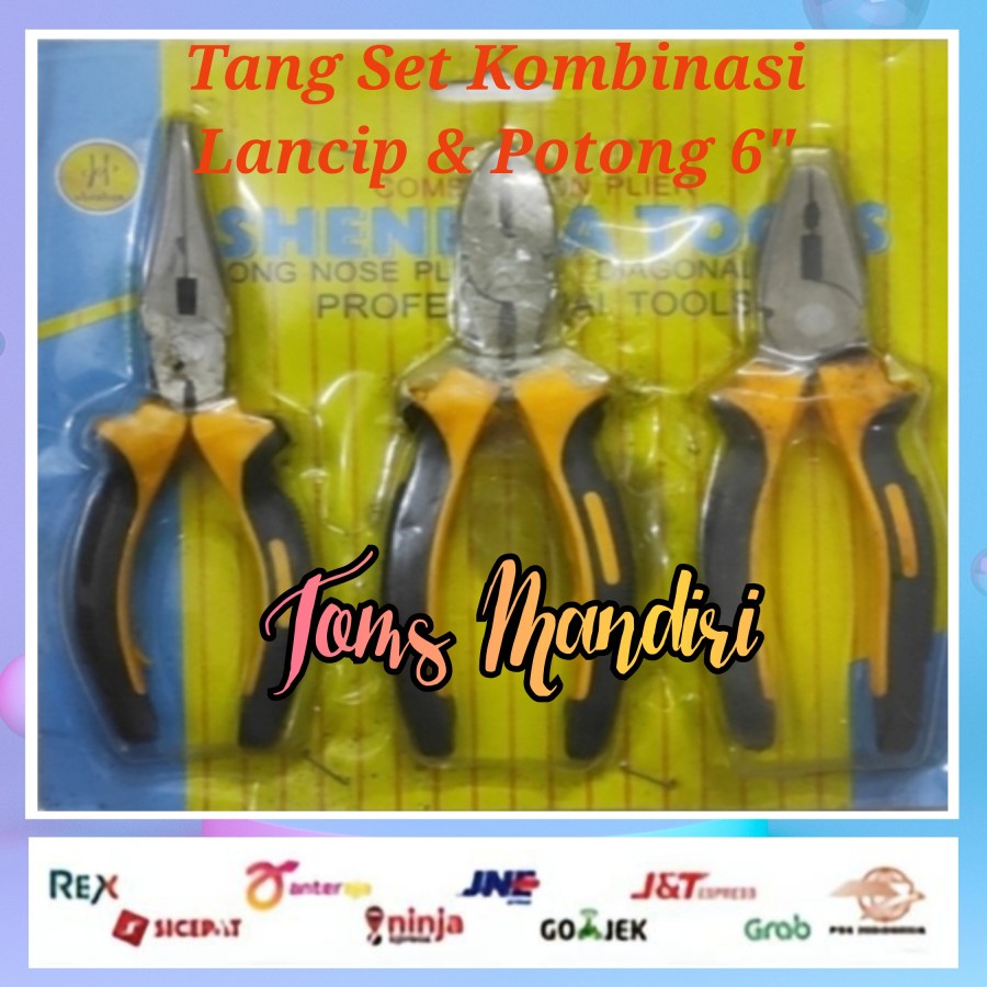 Jual Tang Set 3 Pcs 6" Inch Tang Kombinasi Tang Lancip Tang Potong ...