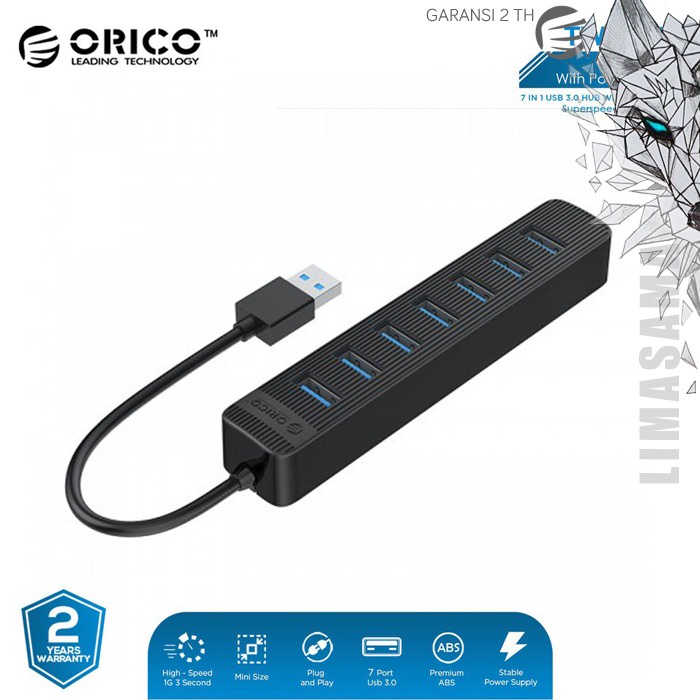 Jual USB HUB ORICO 7 Port 3.0 Device 7in1 Power Supply Original - TWU3-7A | Shopee Indonesia