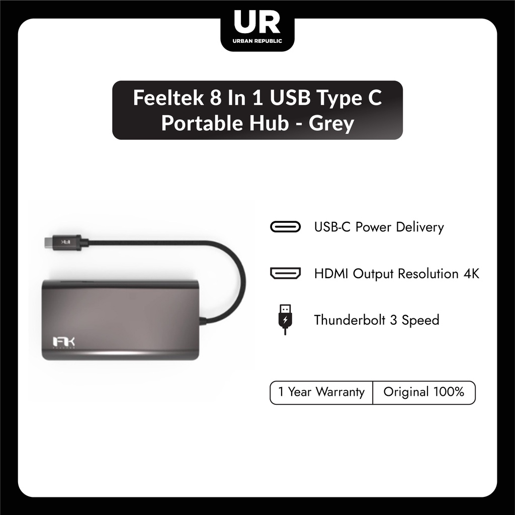 Jual Feeltek 8 in 1 USB-C Portable Hub (Gray) | Shopee Indonesia
