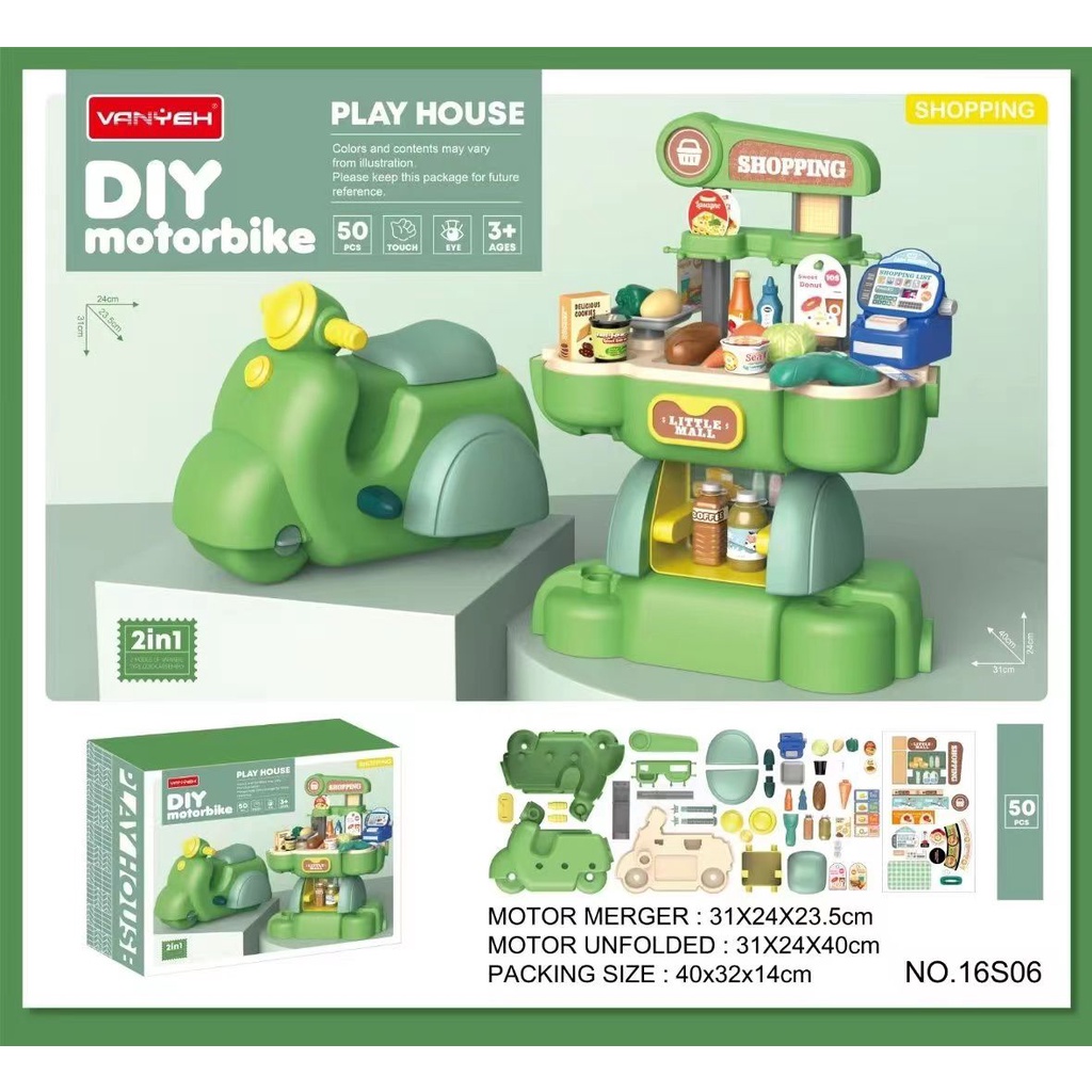Jual [semuajual]Mainan Kitchen Set Motor Play Set Bisa Rakit 2 in 1 ...