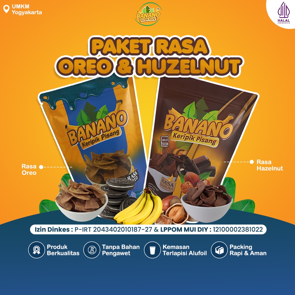 Jual Banano Paket Keripik Pisang Original Camilan Kripik Rasa Oreo Dan ...