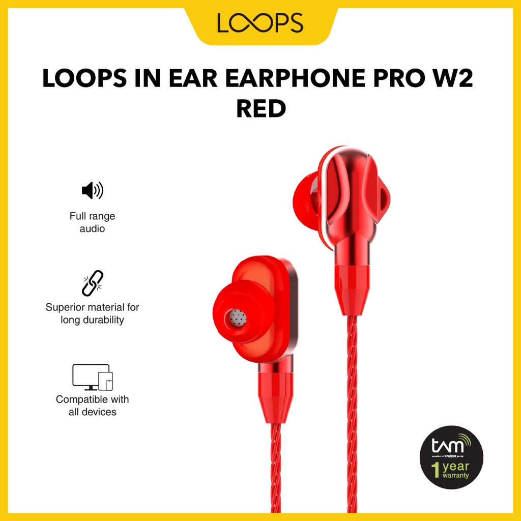 Jual LOOPS In Ear Earphone Pro W2 Red | Shopee Indonesia