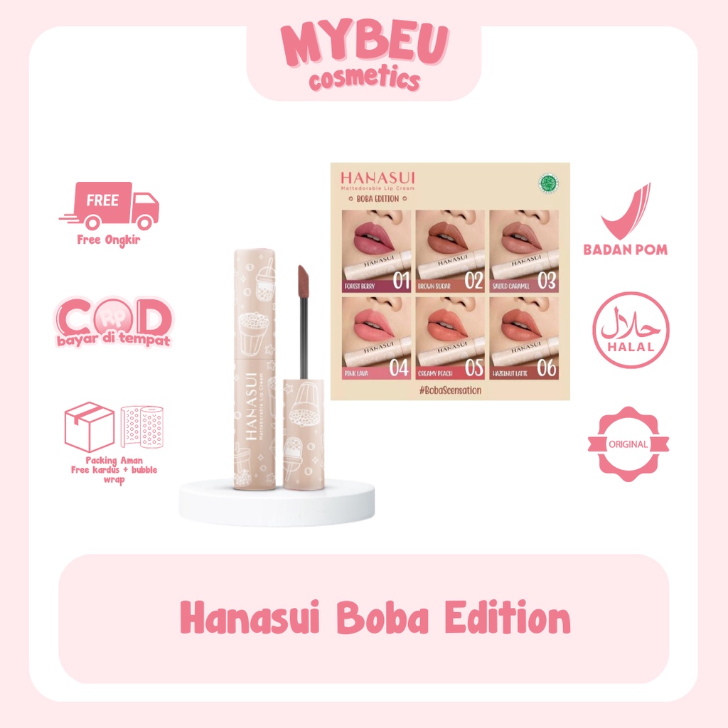 Jual Hanasui Mattedorable Lip Cream Boba Edition | Shopee Indonesia