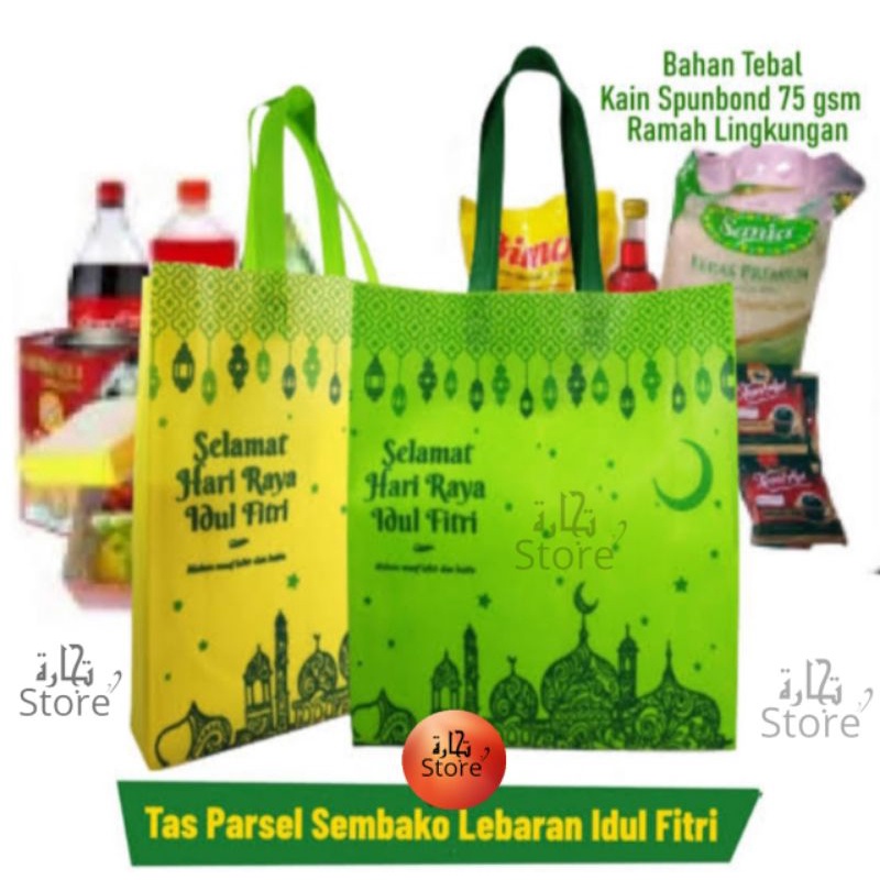 Jual Goodiebag Tas Kain Lebaran Ukuran Besar 45x38x10cm | Tas Kain ...