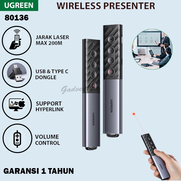 Jual UGREEN Wireless Pointer Red Light Laser Merah Remote Presentasi ...