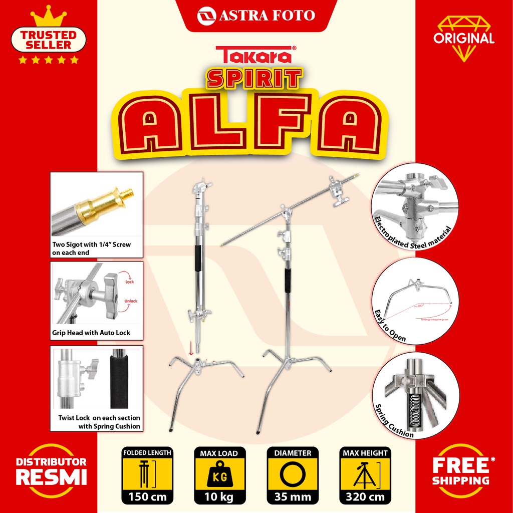 Jual TAKARA SPIRIT ALFA C STAND STAINLESS STEEL HEAVY DUTY TRIPOD ...