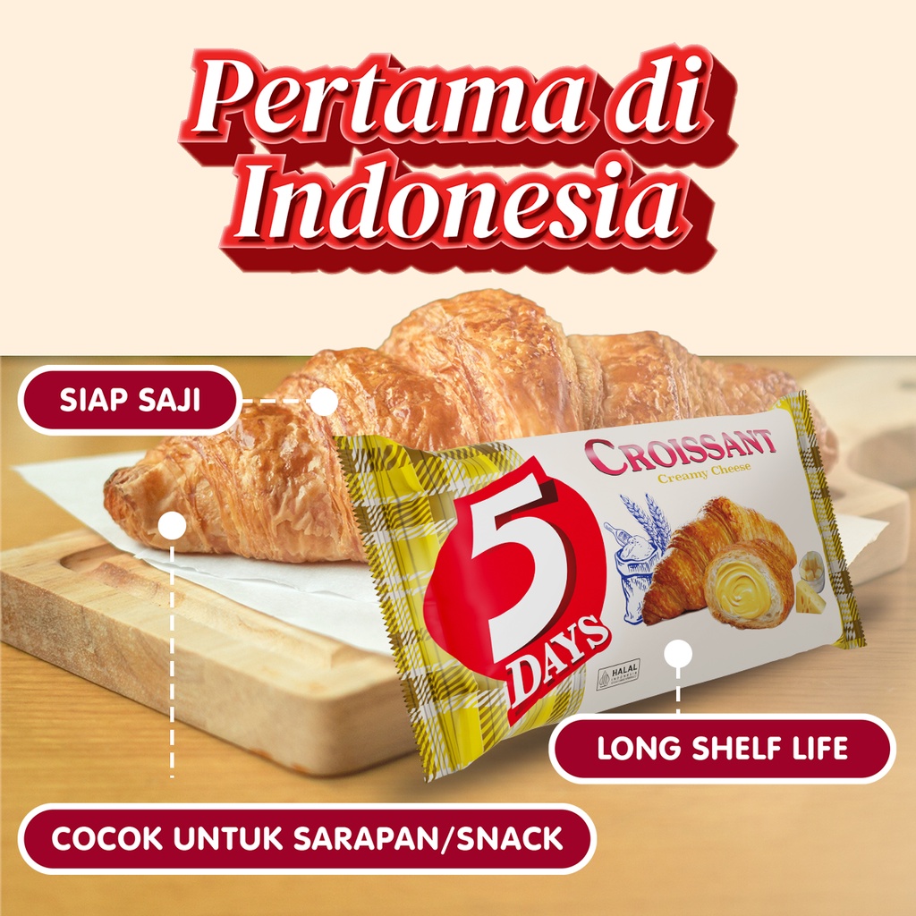 Jual 5 Days Croissant Creamy Cheese - Roti Croisant Isi Krim Keju 60g ...