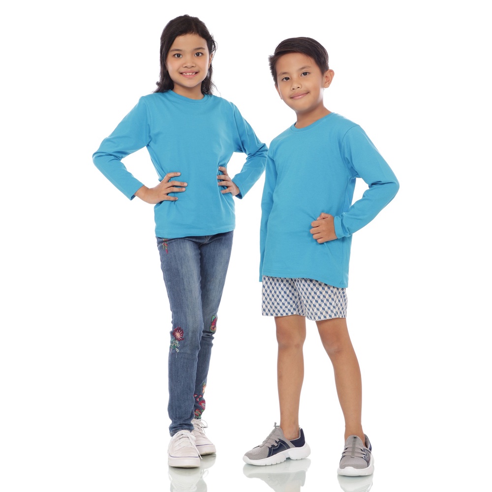 Jual KAOS POLOS ANAK LENGAN PANJANG COTTON COMBED 30S BAJU KAOS KIDS UMUR 2-13 TAHUN (Biru ...