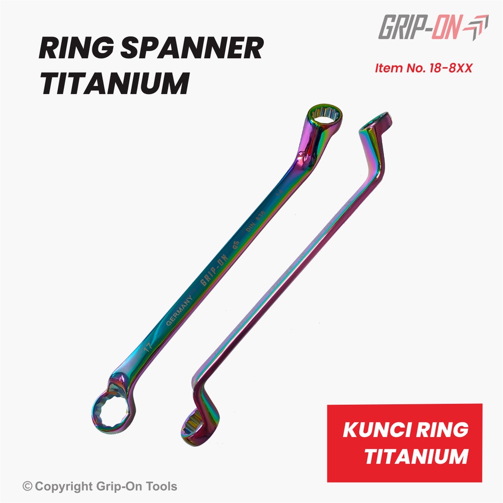 Jual Grip-On Double Ring Spanner Titanium Bent Degree Long Kunci Ring ...
