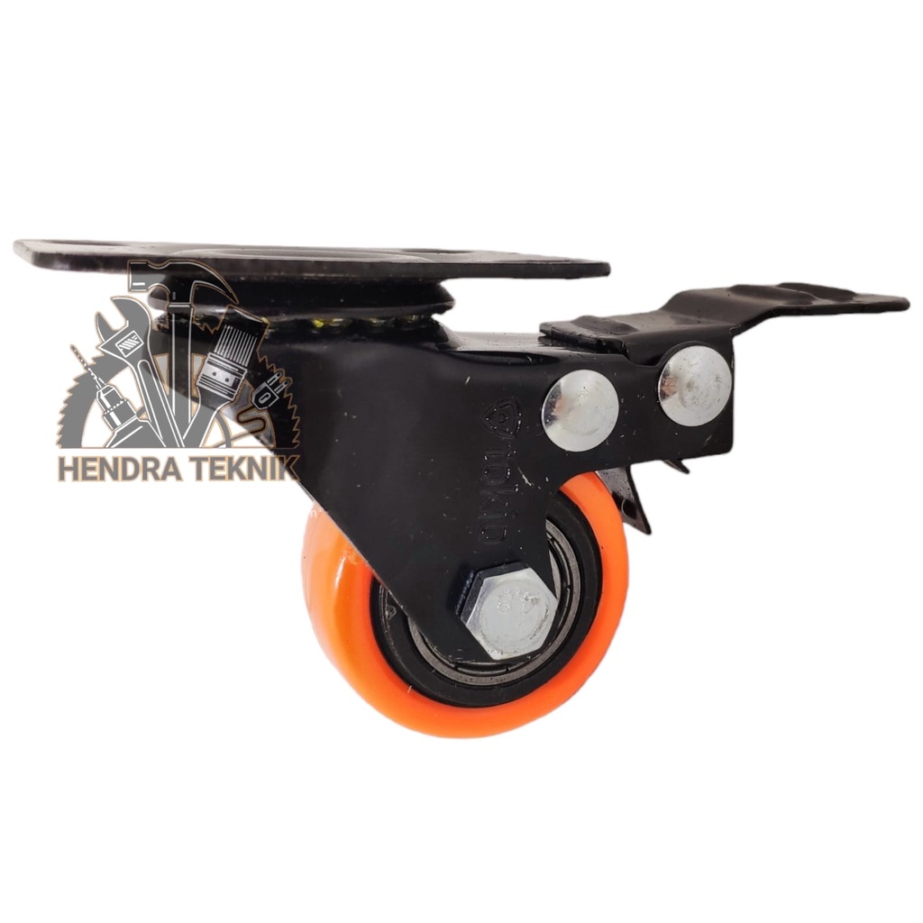 Jual RODA CASTER PVC HIDUP REM 1 1/2" INCH RODA ETALASE PVC ORANGE KUNCI 1.5 IN INCI RODA ORANYE ...
