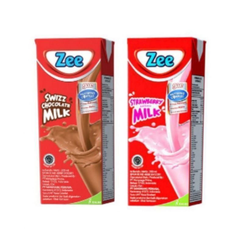 Jual Zee Liquid UHT Strawberry Milk Shake / Chocolate 200ml | Shopee ...