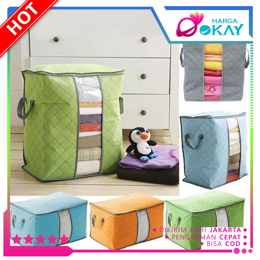 Jual HO Tempat Penyimpanan Bed Cover Bamboo Storage Box Organizer Bag ...