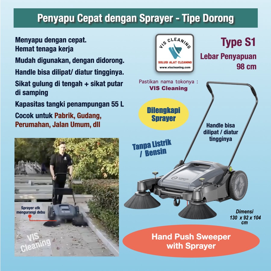 Jual Mesin Penyapu Type Dorong YZ-S1 (Hand push Sweeper) with Sprayer ...