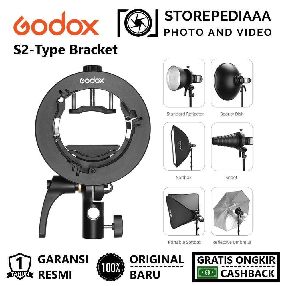 Jual Godox S2 Type Bracket Bowens Mount Flash Speedlight Holder ...