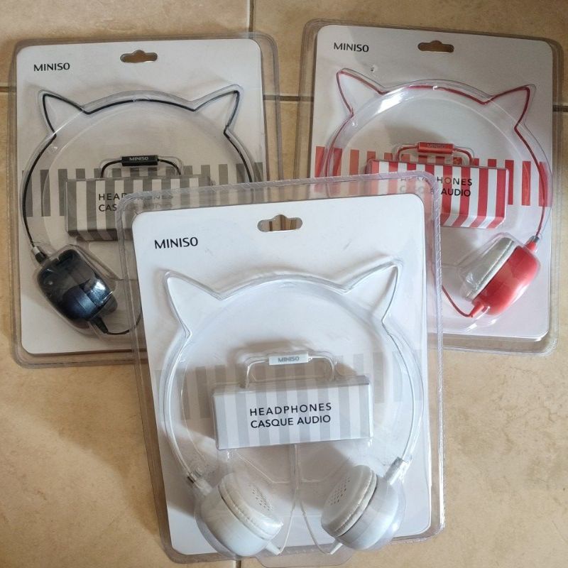 Jual MINISO HEADPHONE CASQUE TELINGA KUCING UNIK LUCU 3 WARNA 3.5mm ...