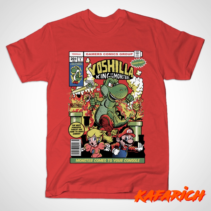 Jual Kaos Custom Popular Yoshilla Comic Book Godzilla Nintendo Super ...