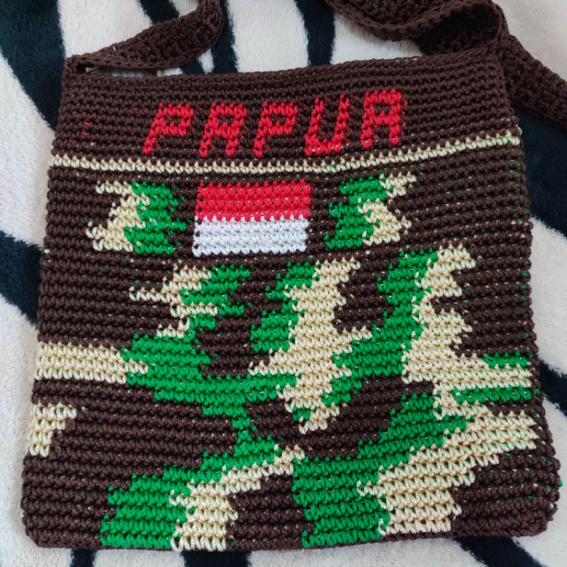 Jual Non COD Tas Noken Papua Rajutan Army Tulisan TNI AD dan Brimob ...