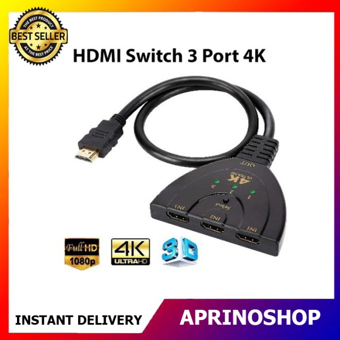 Jual HDMI Switch 3 Port TV HDMI Switcher 3 Input 1 Output | Shopee ...