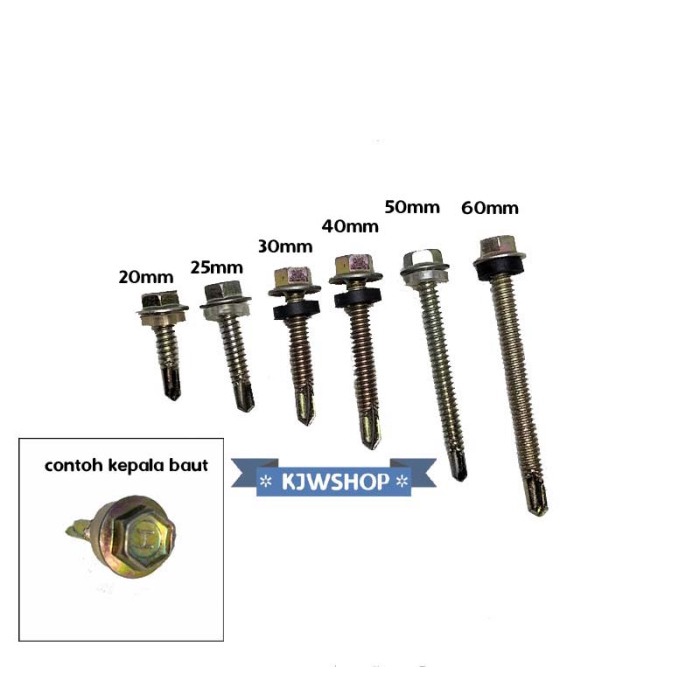 Jual Baut Drilling Sds Baja Ringan 12 x 25 Baut Atap Roofing Galvalum 2 ...