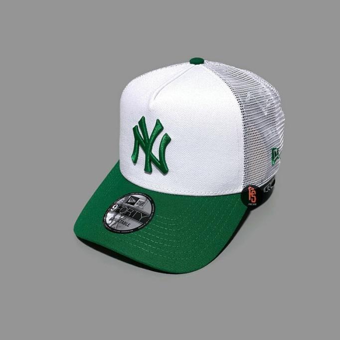 Jual TOPI NEW ERA ORIGINAL TRUCKER NEW YORK YANKEES WHITE KELLY GREEN ...