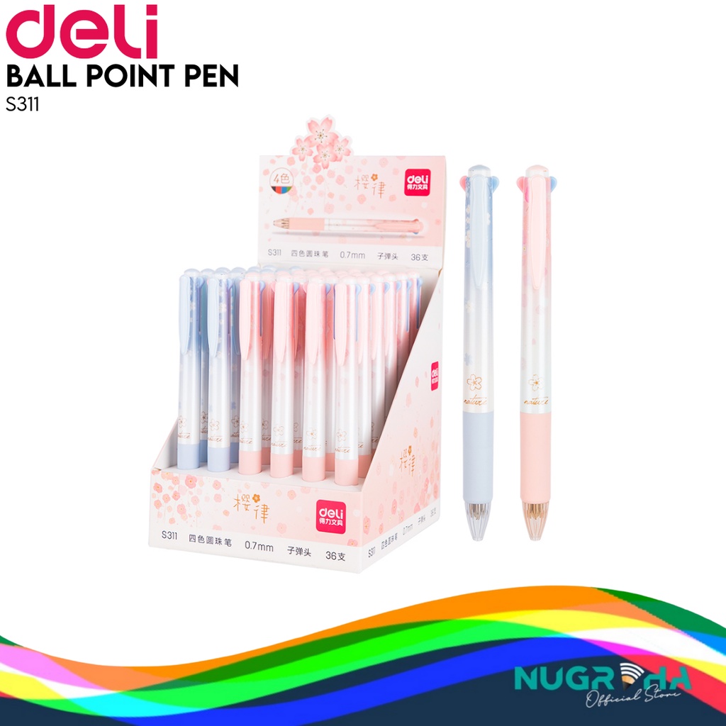 Jual Deli Pulpen Retractable Sakuraru Series Bullet tip 0.7mm 4 warna ...