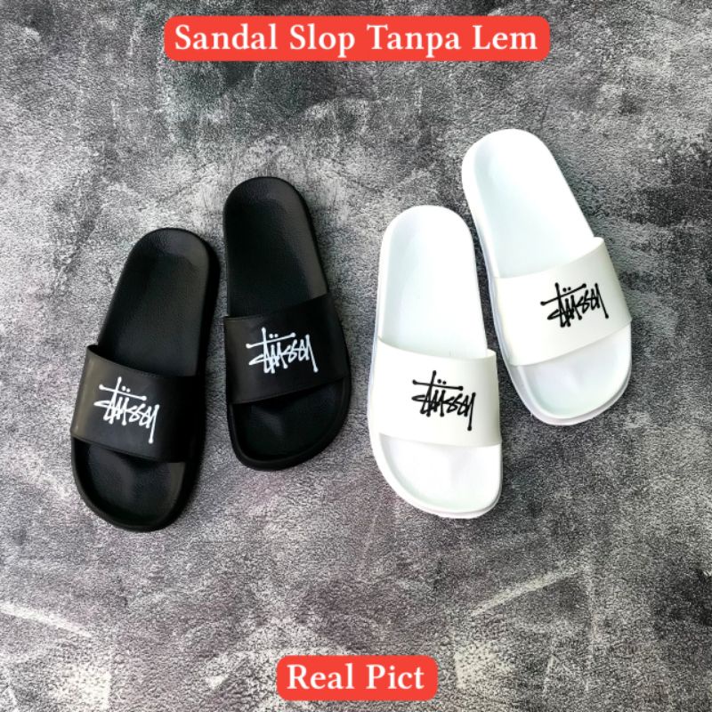 Jual Sandal Slop Pria Wanita Tanpa Lem Sendal Selop Distro Original ...