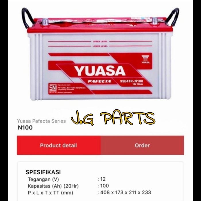 Jual JGPS AKI BASAH MOBIL YUASA PAFECTA N100 N-100 12V 100AH YUASA BATTERY - TANPA AIR ZUUR ...